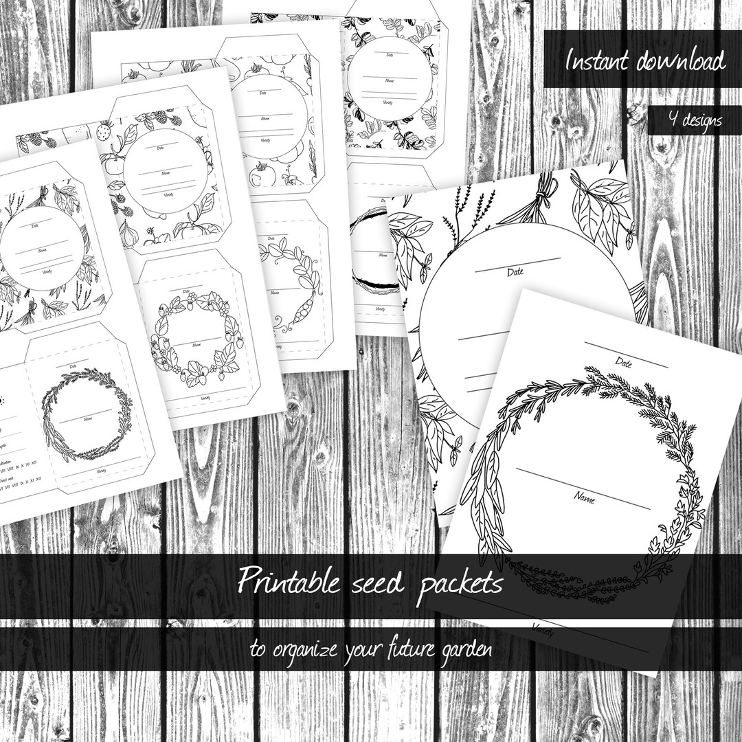 Custom Seed Packets, Printable Template for Seed Envelopes, Herb Garden ...