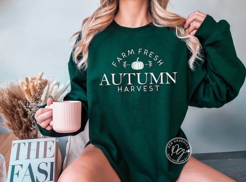 Autumn Harvest, Fall Sweatshirt, Cute Pumpkin Shirt, Halloween Crewneck ...