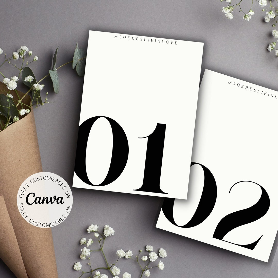 Plantilla de números de mesa de boda minimalista de descarga ...