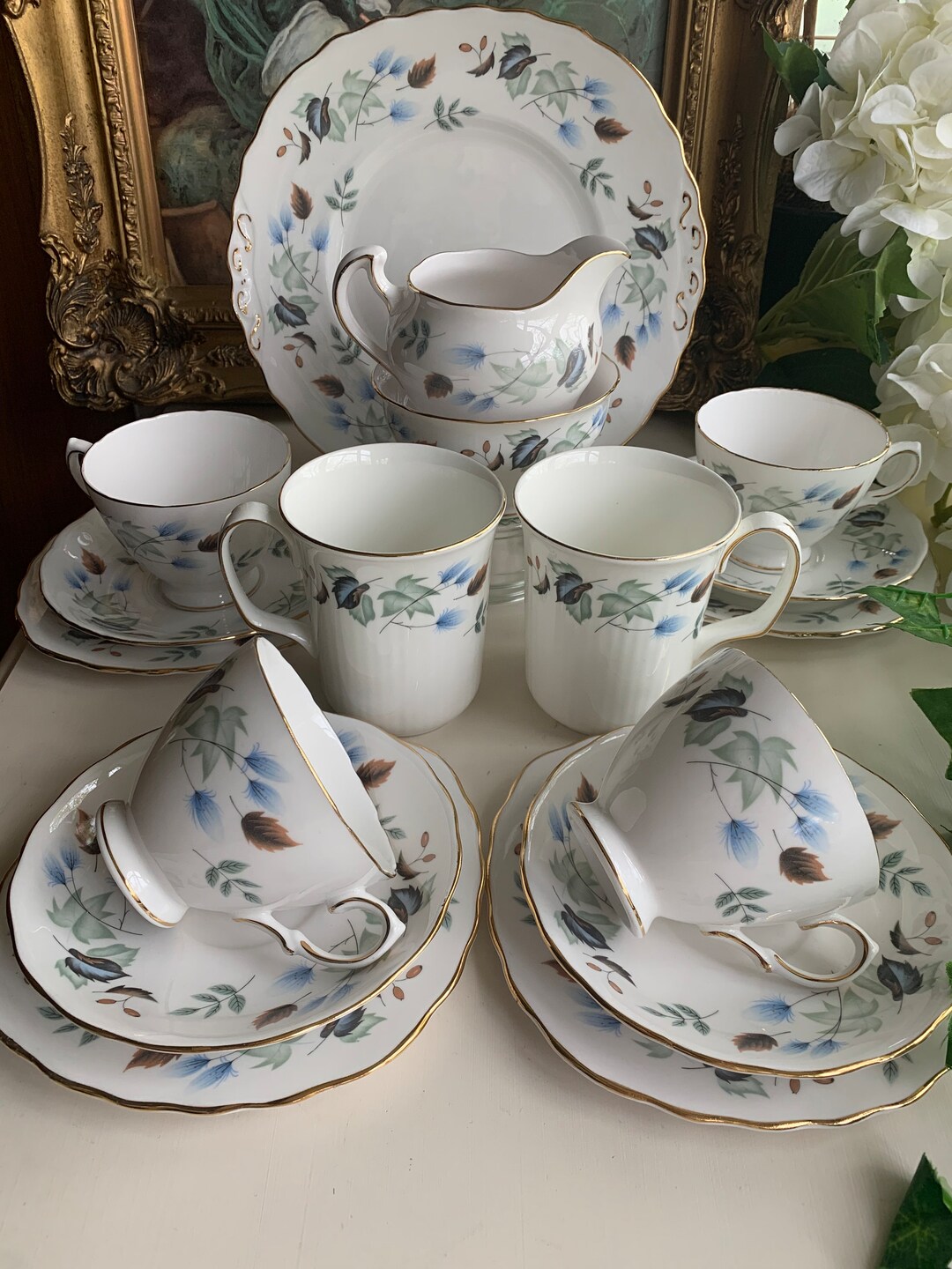 Colclough Bone China Tea Set of 17 Pieces, Made in England - Etsy