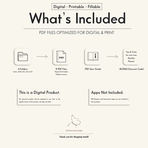 Digital Monthly Planner Printable To-do Checklist Editable Simple ...