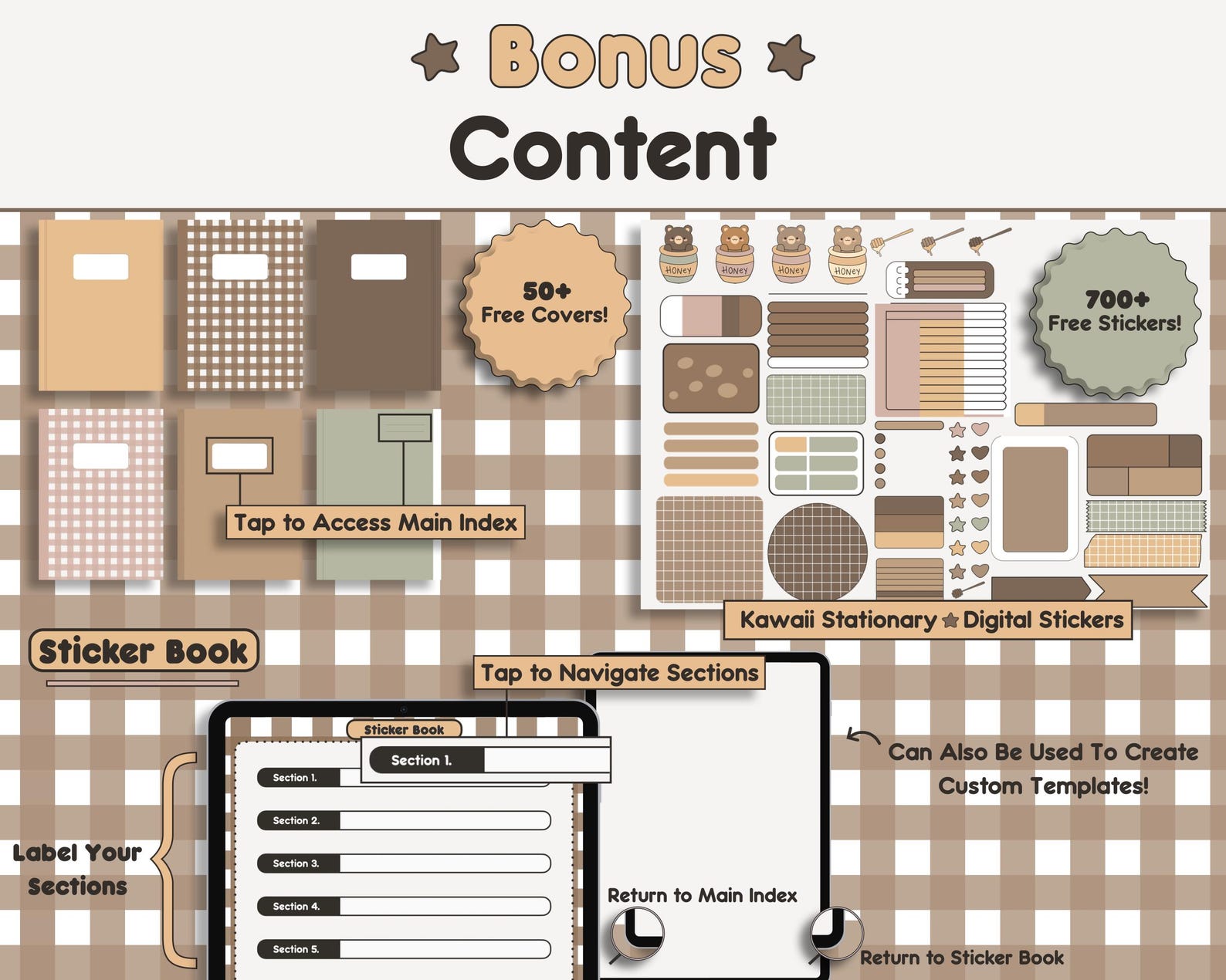 Cute Digital Notebook Student Multi Subject Composition Book ...