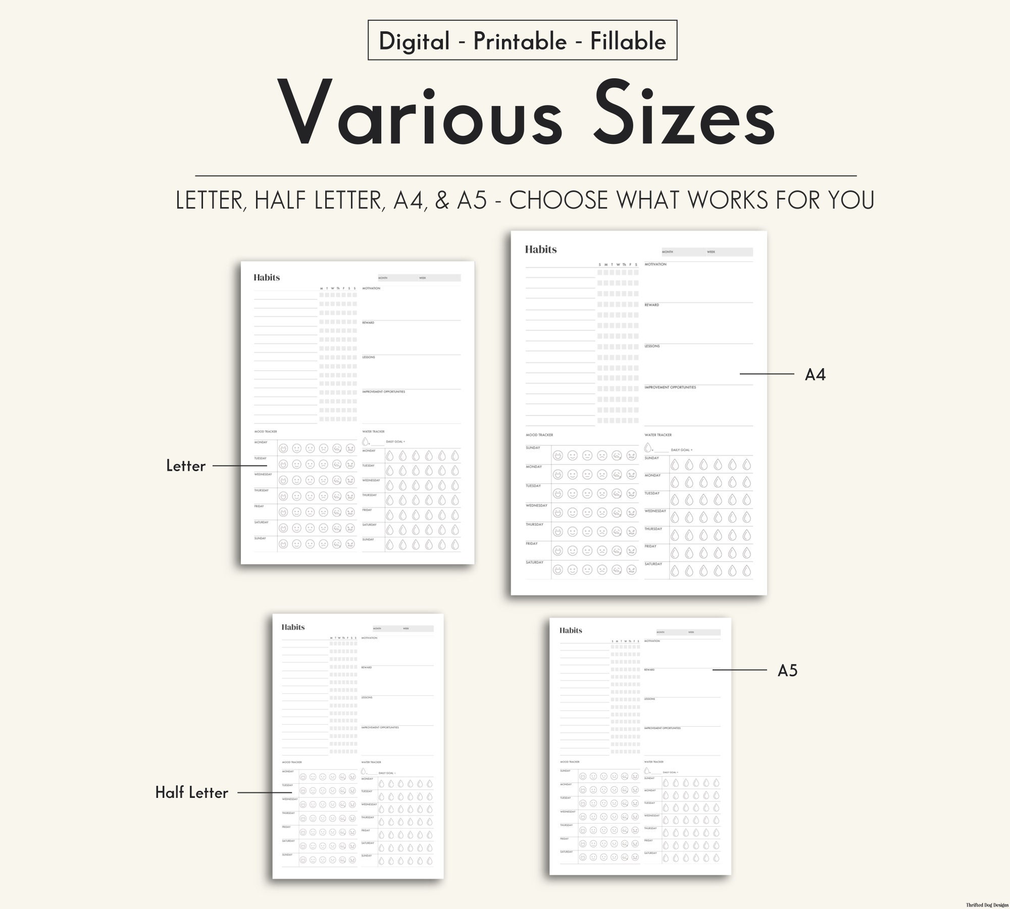 Printable Weekly Habit Tracker Digital Mood & Water Tracker Daily ...