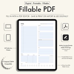 Printable Daily Planner Digital Productivity Planner Fillable Hourly ...