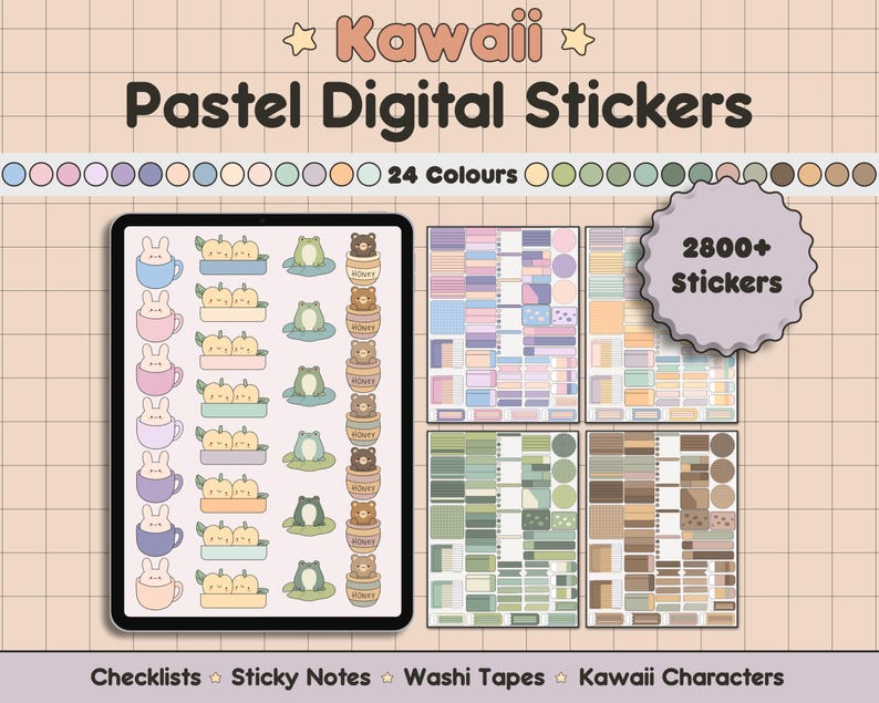 Kawaii Digital Sticker Bundle PNG Widget for Digital Journal Sticker ...