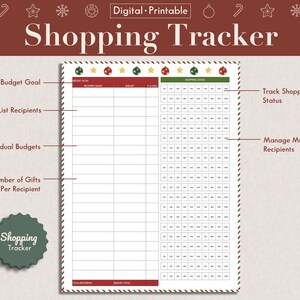 Printable Christmas Gift Tracker Digital Savings Goal Tracker Shopping ...