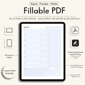 Printable Weekly Planner Mood Icons & Water Goals Habit Tracker ...