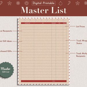 Printable Christmas Gift Tracker Digital Savings Goal Tracker Shopping ...