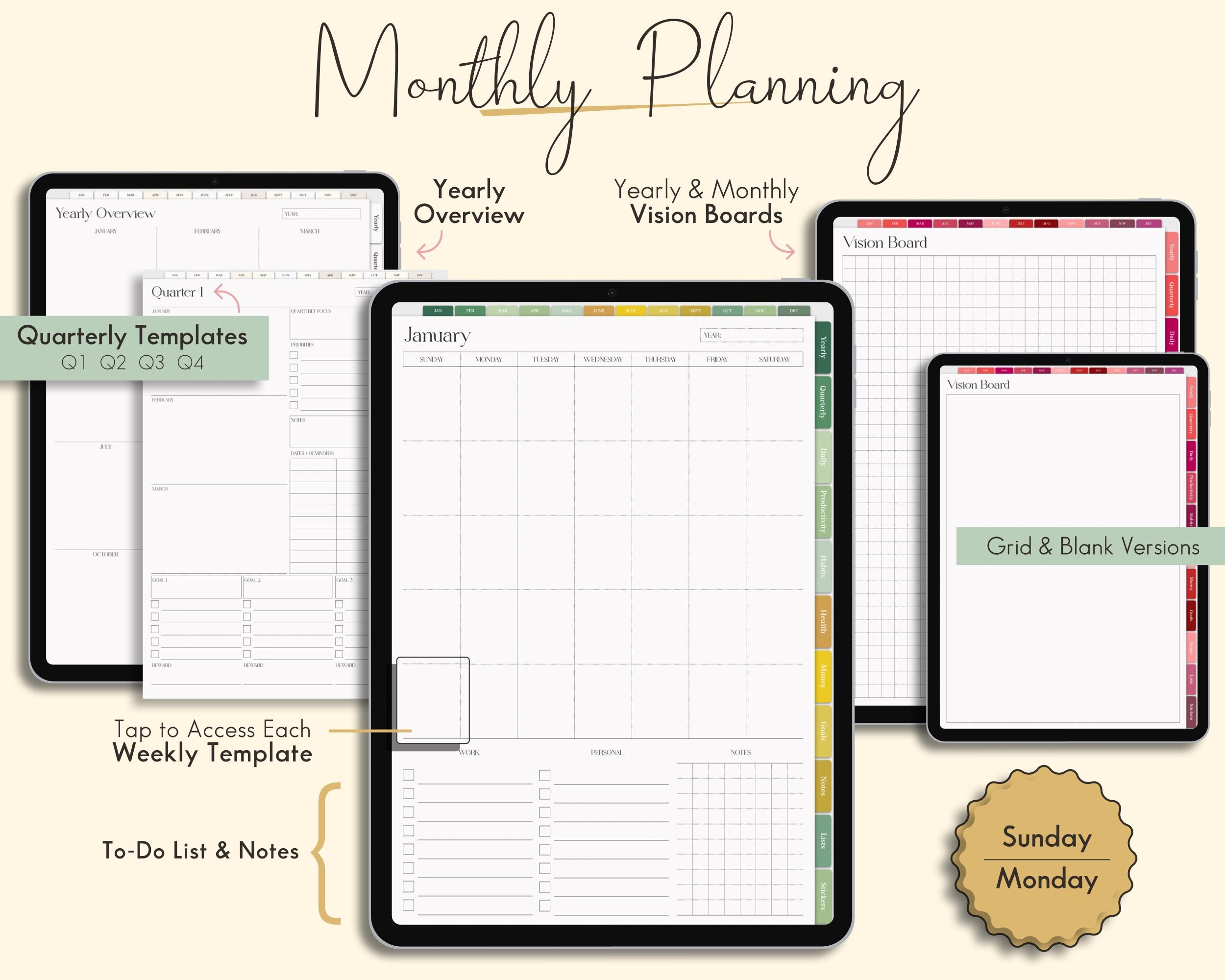 Floral Digital Planner Bundle Goodnotes Undated Monthly Budget Planner ...
