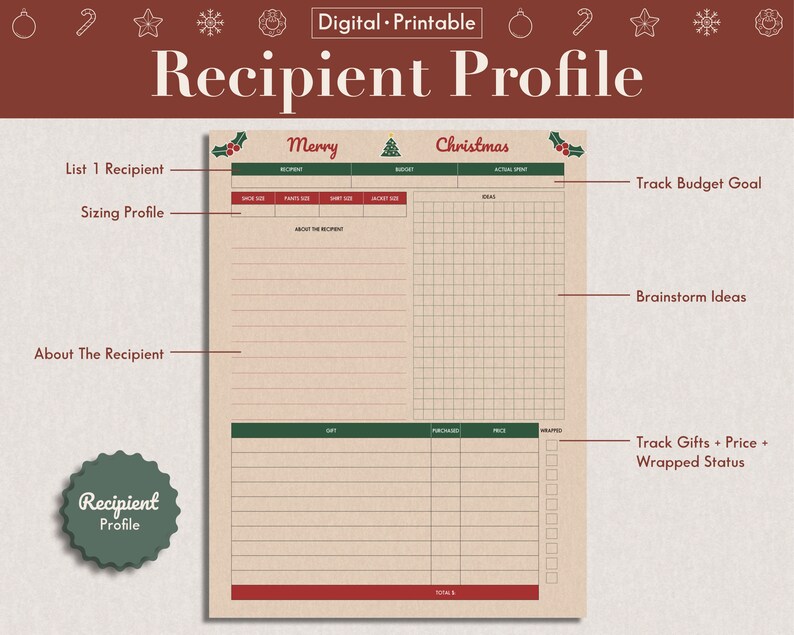 Printable Christmas Gift Tracker Digital Savings Goal Tracker Shopping ...