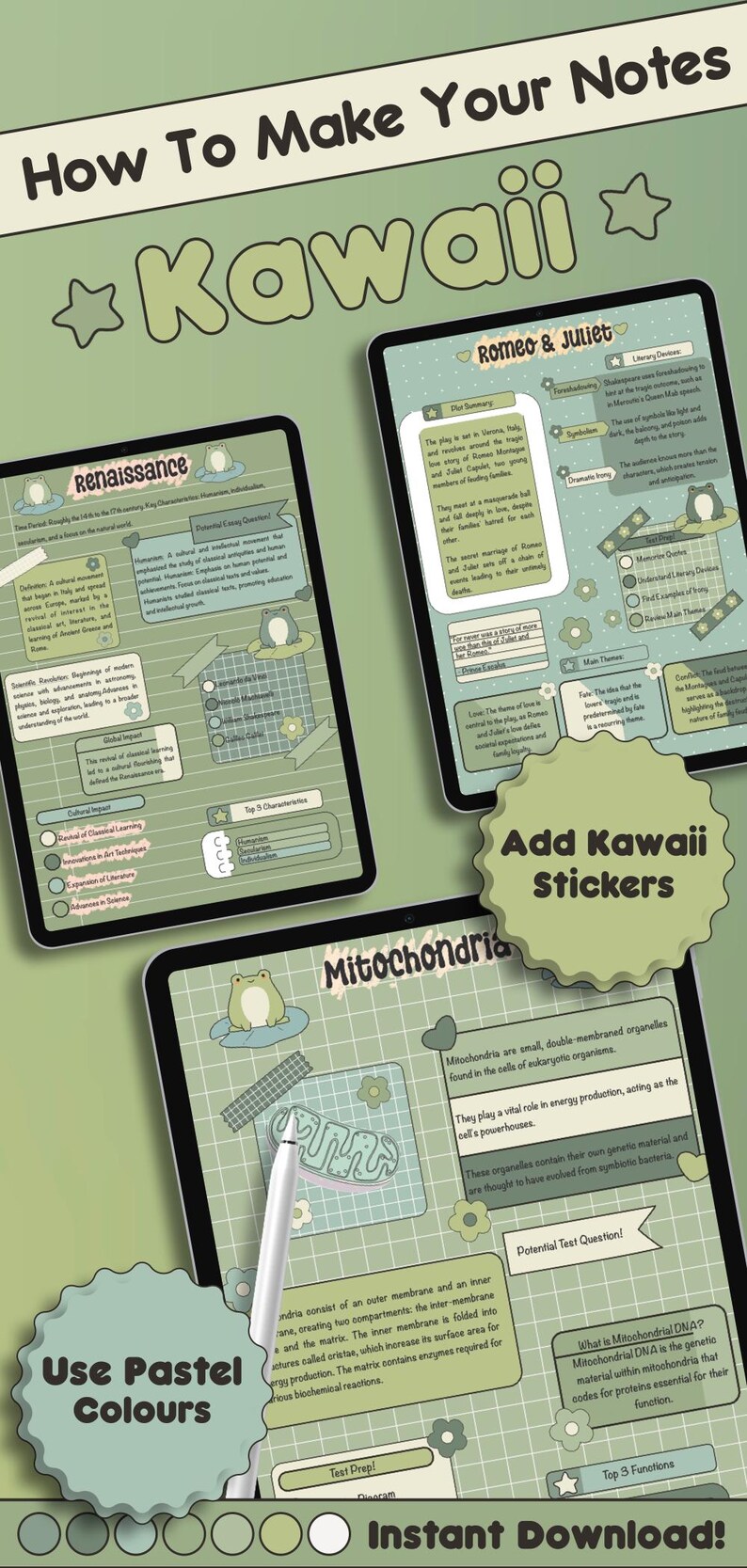 Cute Frog Digital Notebook Student Multi Subject Composition Book ...