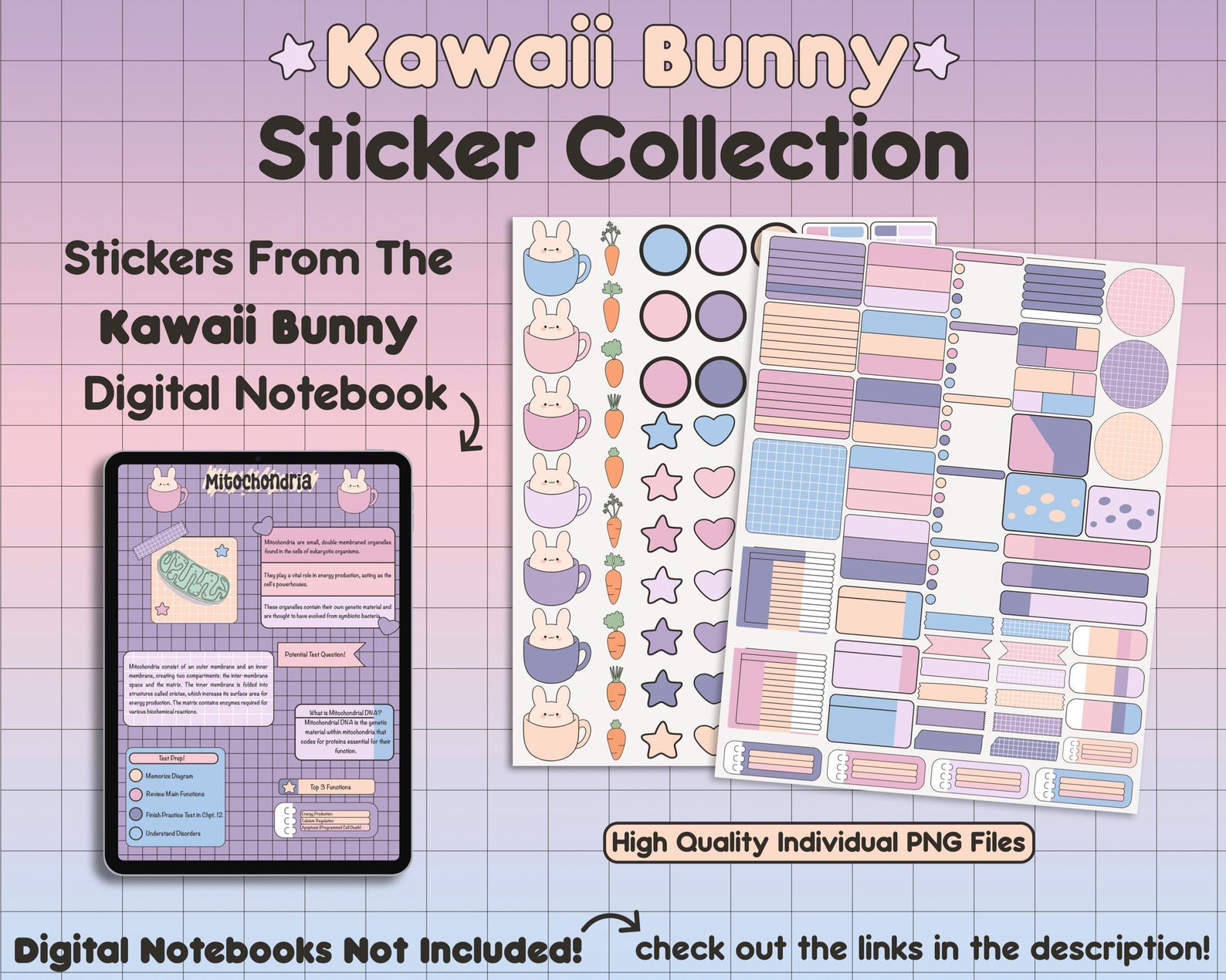 Kawaii Digital Sticker Bundle PNG Widget for Digital Journal Sticker ...
