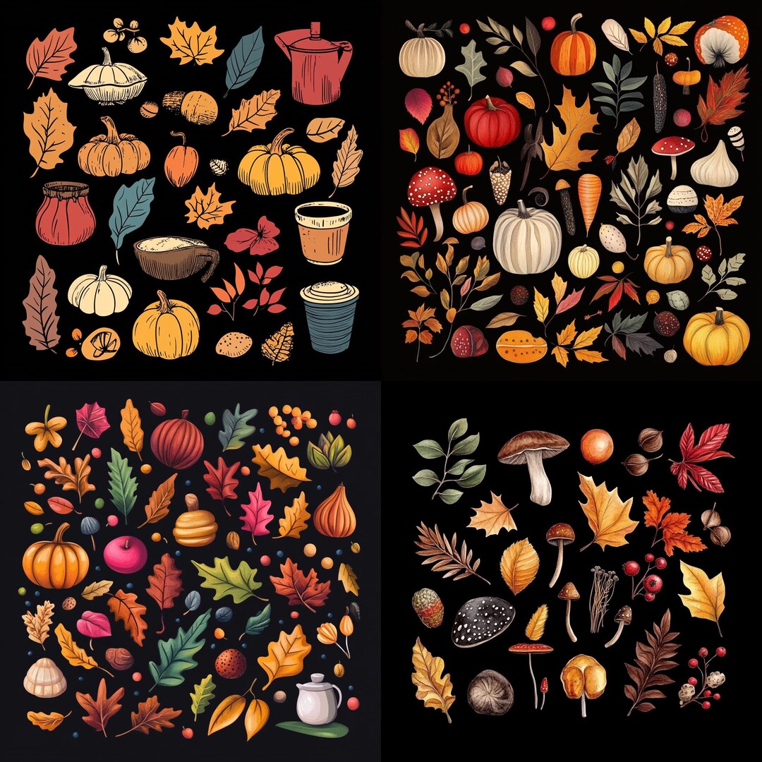 4-piece Fall Aesthetic Collage Kit / Fall Wall Art / Fall Designs ...