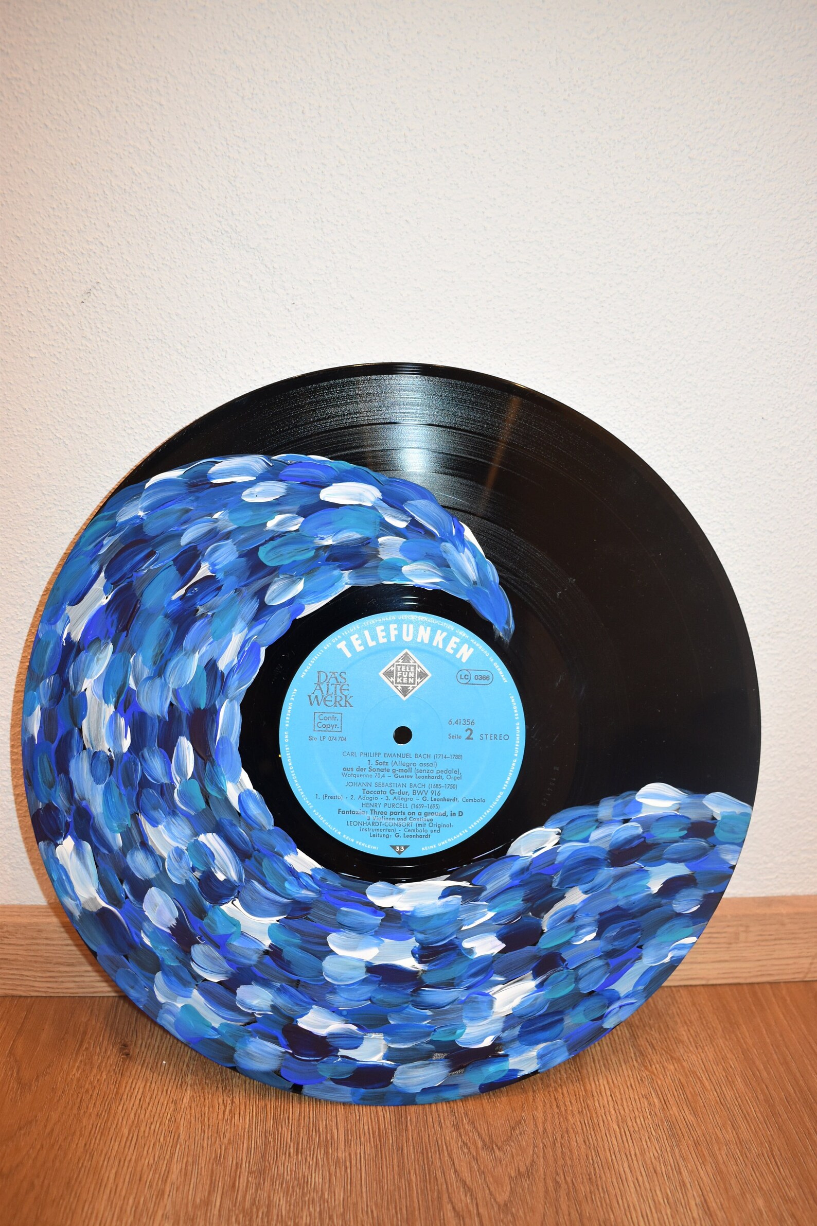 The Wave (dashed) - Painted Record With Wave Motif - Etsy