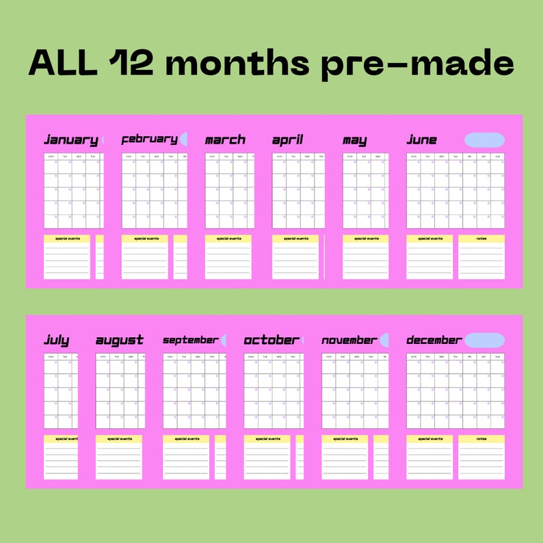 Y2K Digital Yearly Planner Undated Yearly Planner 2000s - Etsy