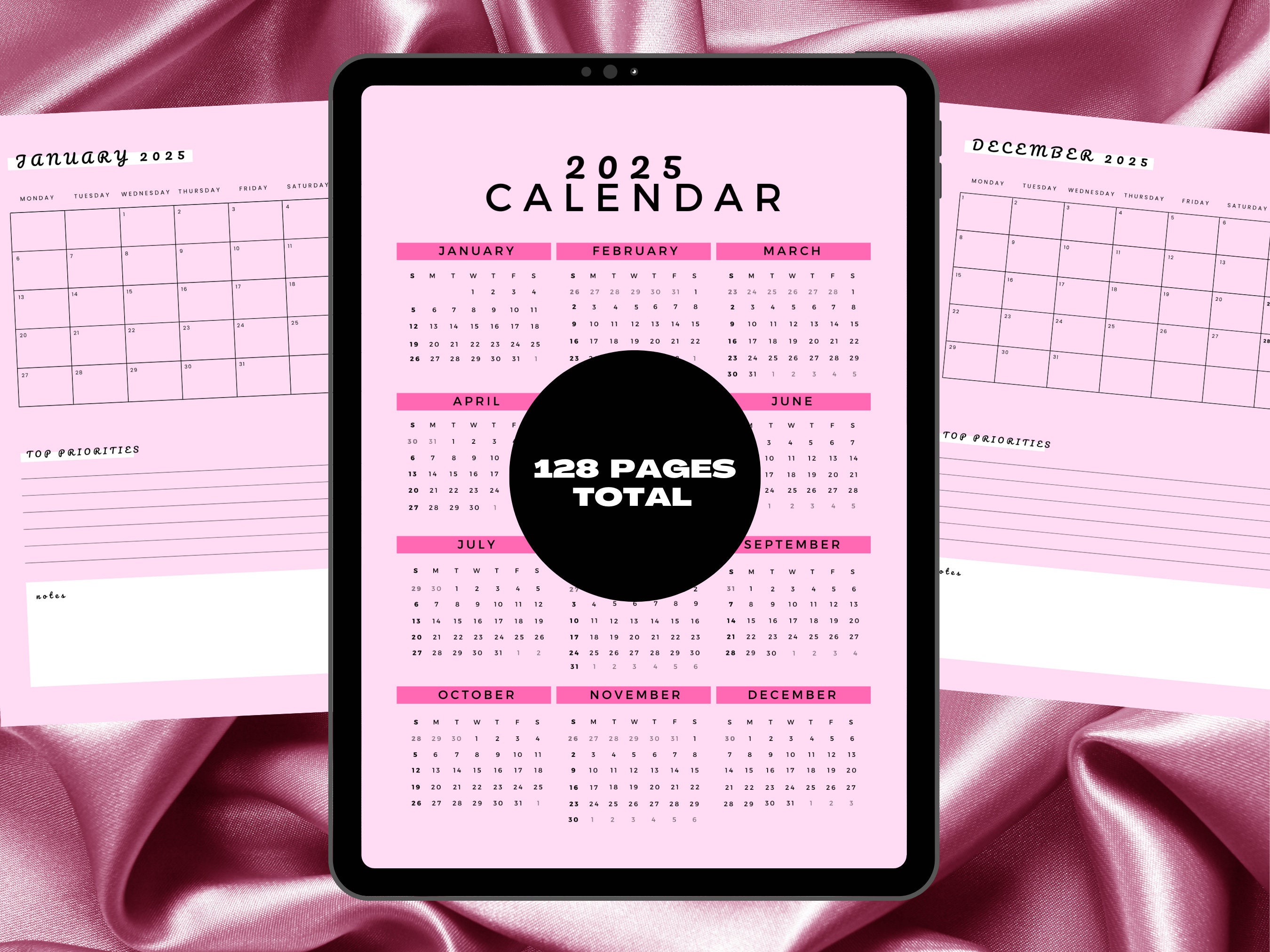 2024-2025 Pink Planner Bundle Digital Planner for iPad Pink Goodnotes ...