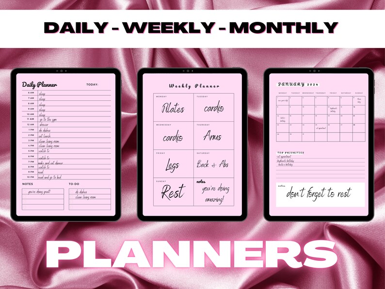 2024-2025 Pink Planner Bundle Digital Planner for iPad Pink Goodnotes ...