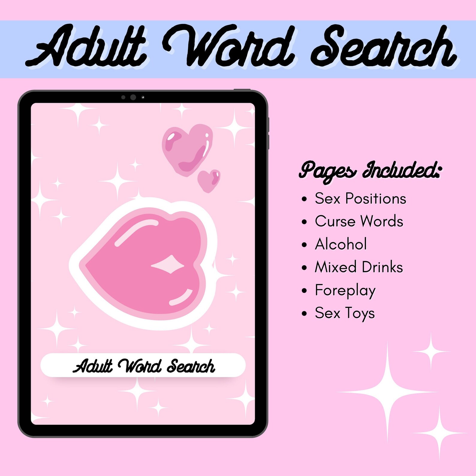 Adult Word Search Game Pink Word Search Printable Word - Etsy