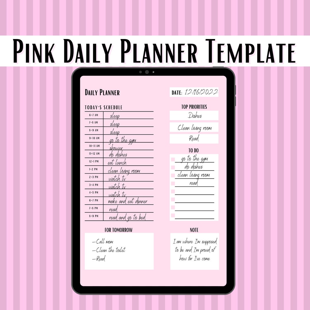 Pink Daily Planner Template | Printable Daily Planner | Printable Pink ...