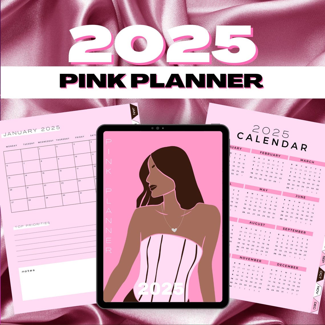 Pink Planner 2025 | Digital Planner Pink | Dated Planner | Girl Boss ...