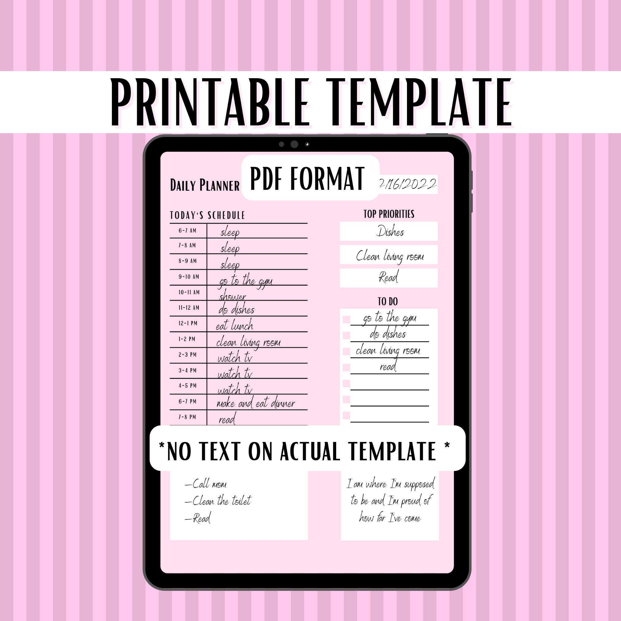 Pink Daily Planner Template | Printable Daily Planner | Printable Pink ...