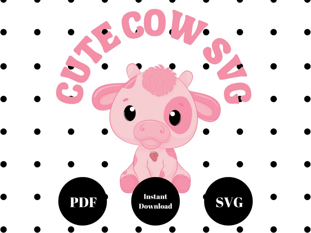 Cute Cow SVG | Strawberry Cow PNG - Etsy