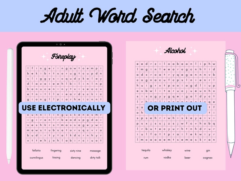 Adult Word Search Game Pink Word Search Printable Word - Etsy