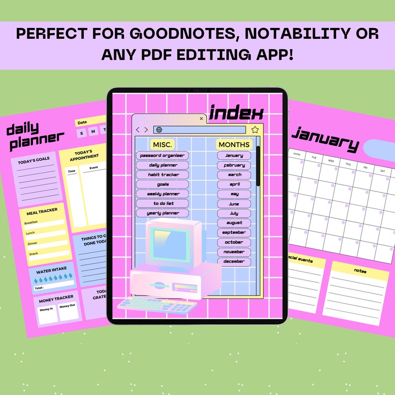 Y2K Digital Yearly Planner Undated Yearly Planner 2000s - Etsy