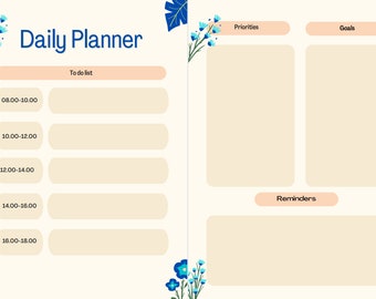 Daily Planner Blue, Daily Schedule, To-do List, Printable, Download - Etsy