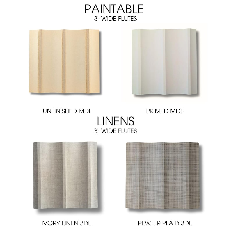 3" Flutes, Fluted Wall Paneling, Scalloped Wall Panel, Primed, White ...