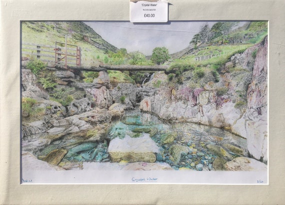 Crystal Water Print of Pencil Drawing - Etsy