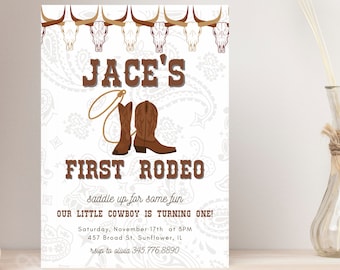 Editable First Rodeo Birthday Invitation Template 1st Birthday - Etsy