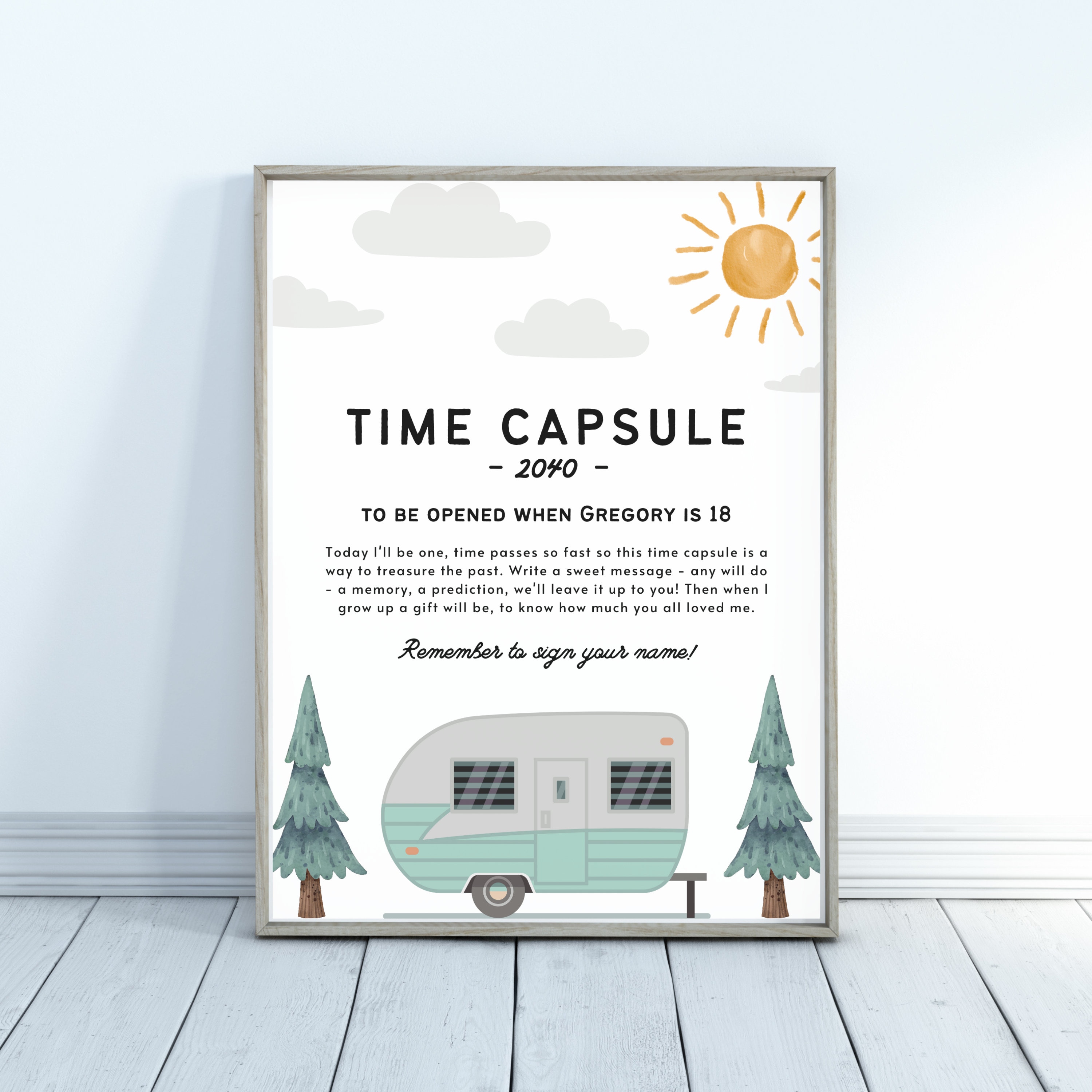 One Happy Camper, Time Capsule, First Birthday, Instant Download ...