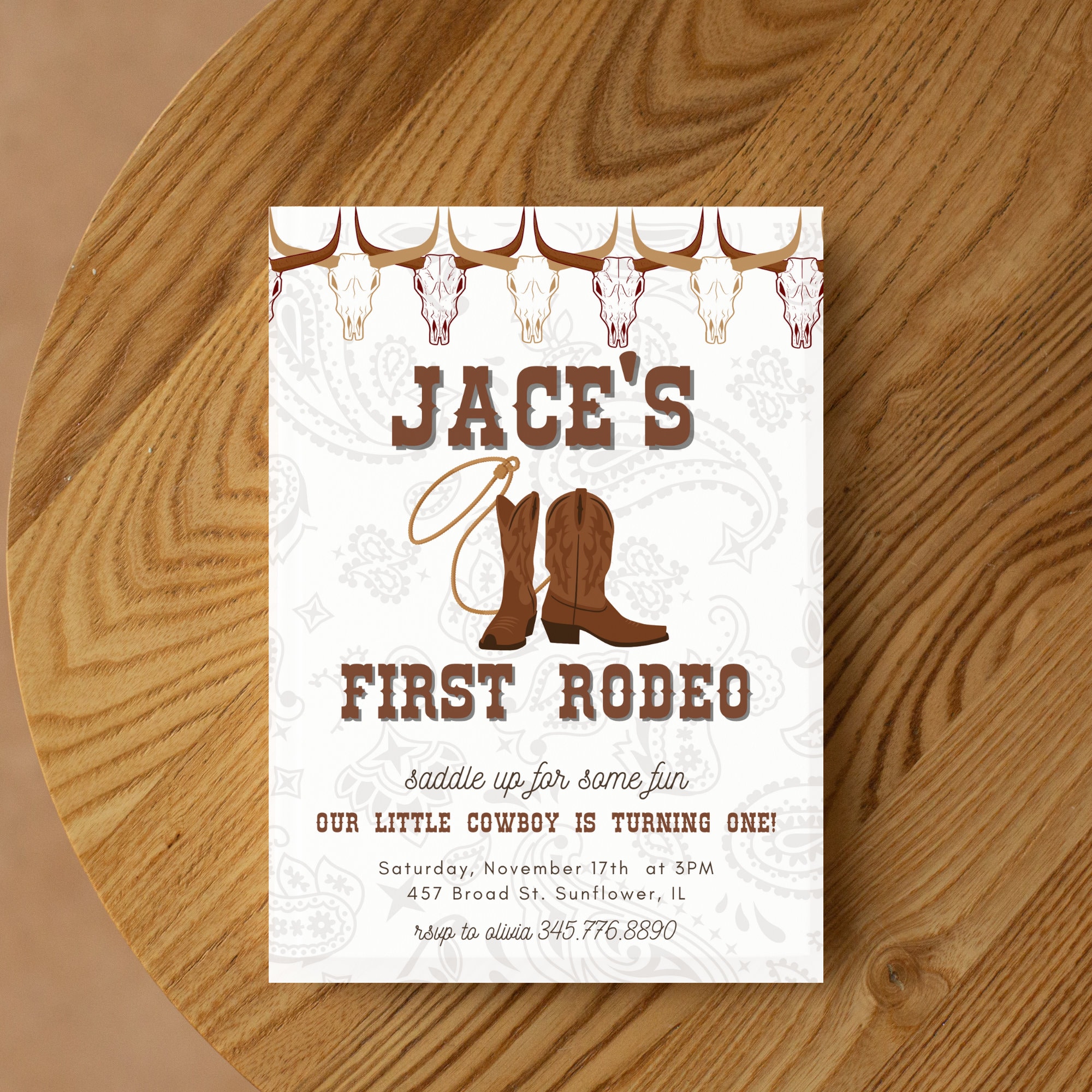 First Rodeo First Birthday Invitation, Cowboy Invitation, First ...