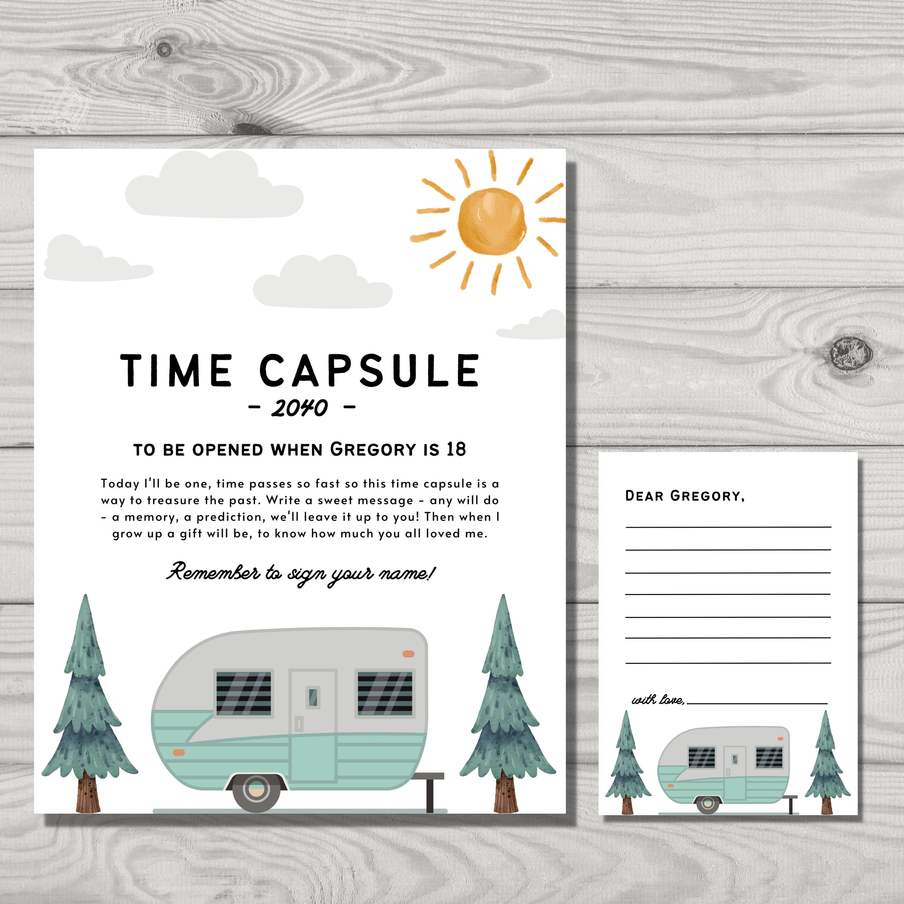 One Happy Camper, Time Capsule, First Birthday, Instant Download ...