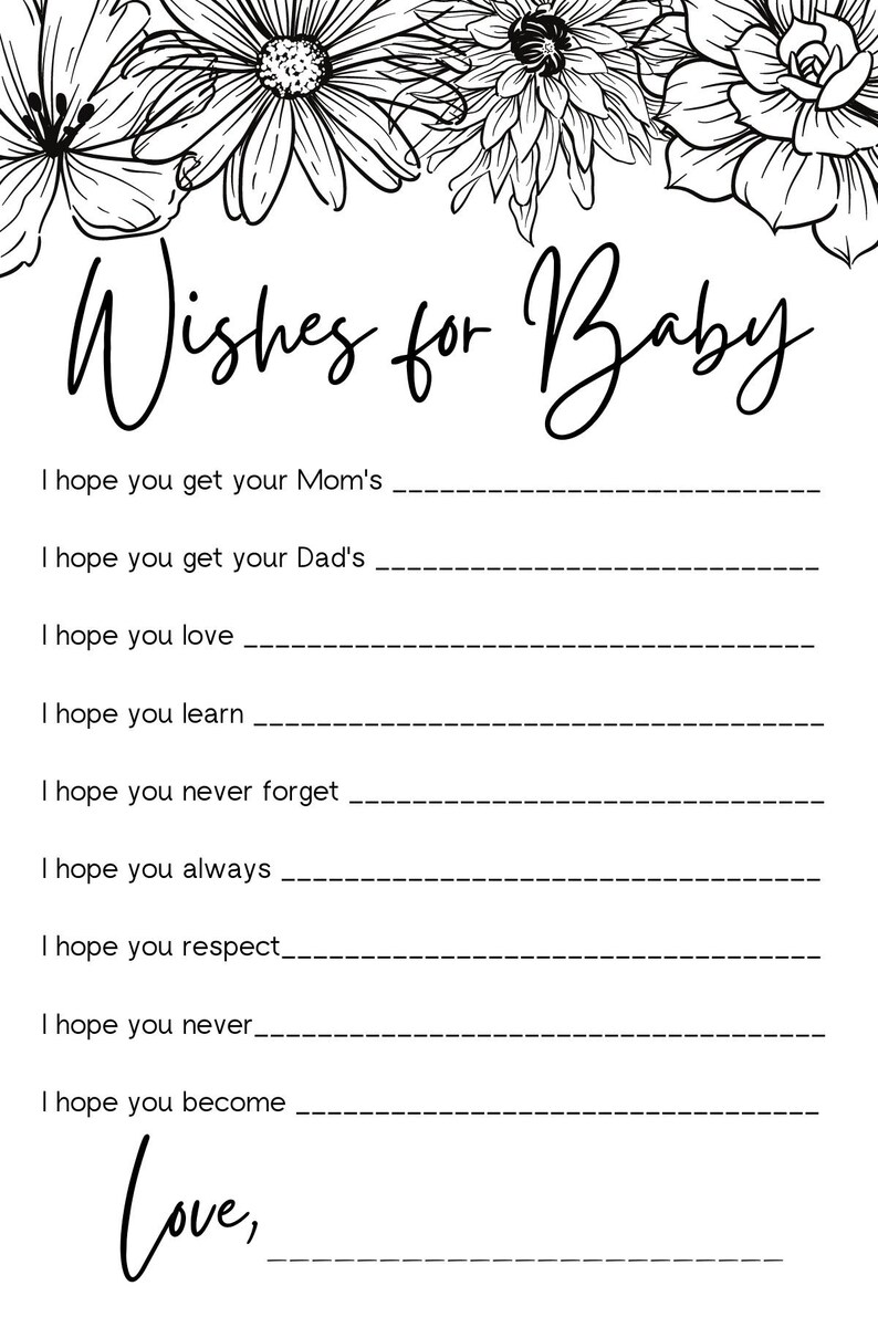 Baby Shower Games: Wishes for Baby Printable, Baby Shower Game ...