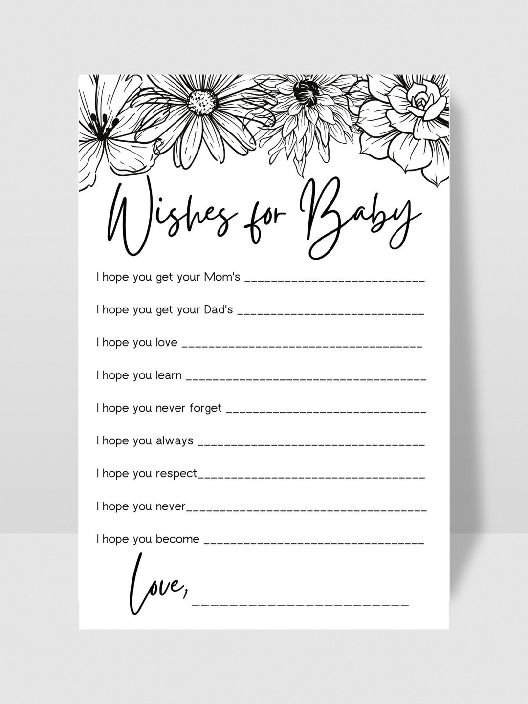 Baby Shower Games: Wishes for Baby Printable, Baby Shower Game ...