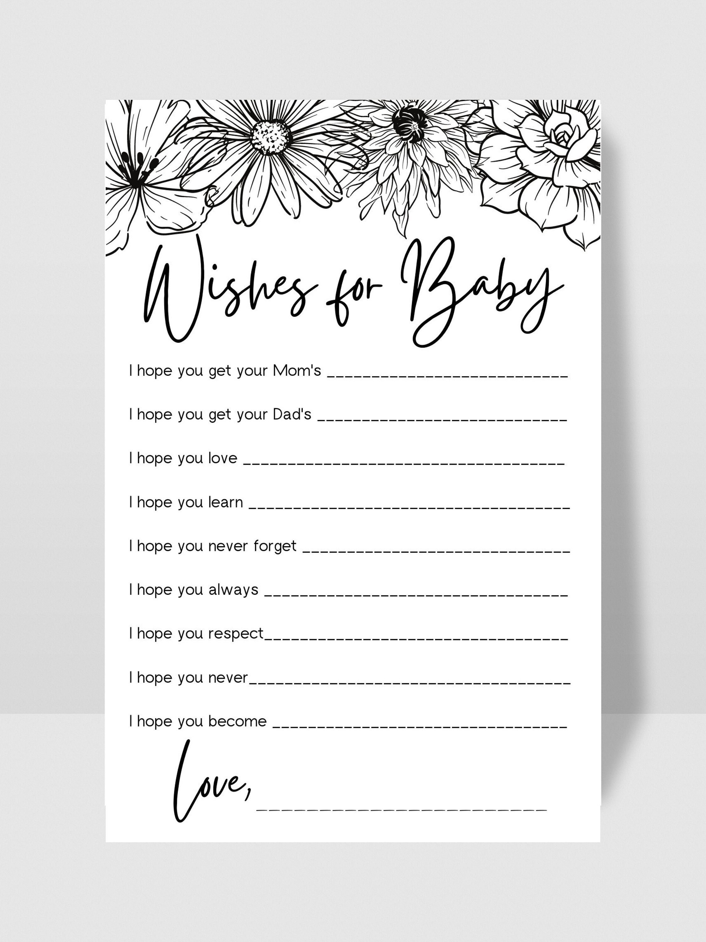Baby Shower Games: Wishes for Baby Printable, Baby Shower Game ...