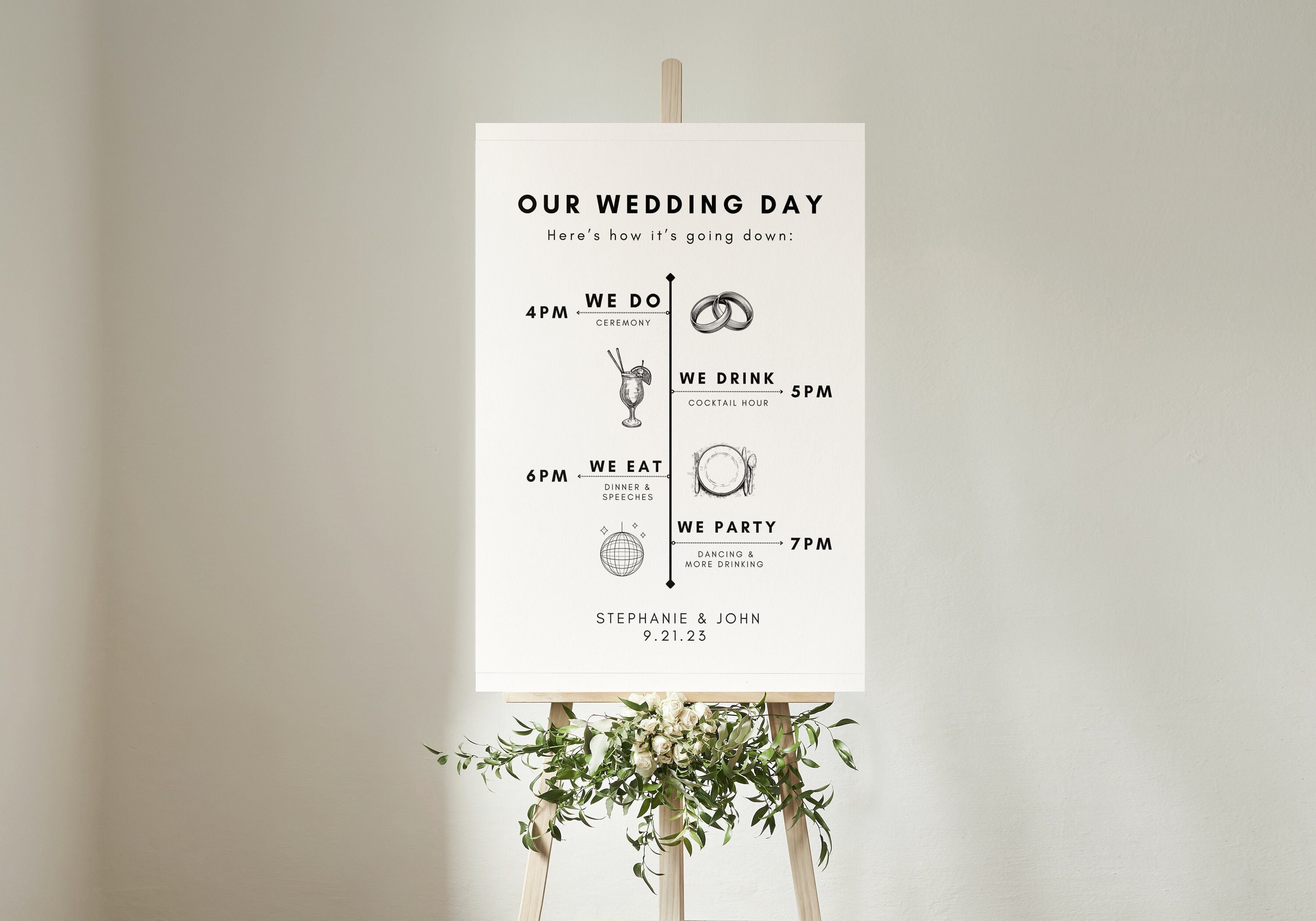 Wedding Signage Wedding Timeline Custom Wedding Signage Digital ...