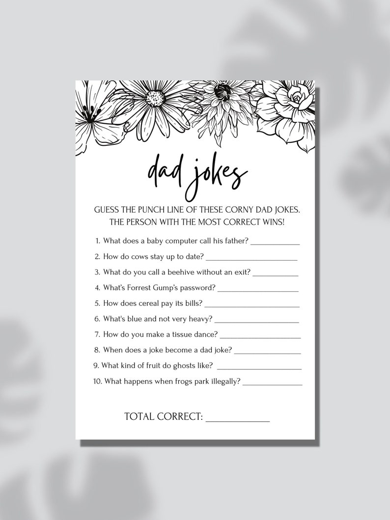 Baby Shower Game: Dad Jokes, Baby Shower Activity, Printable, Digital ...