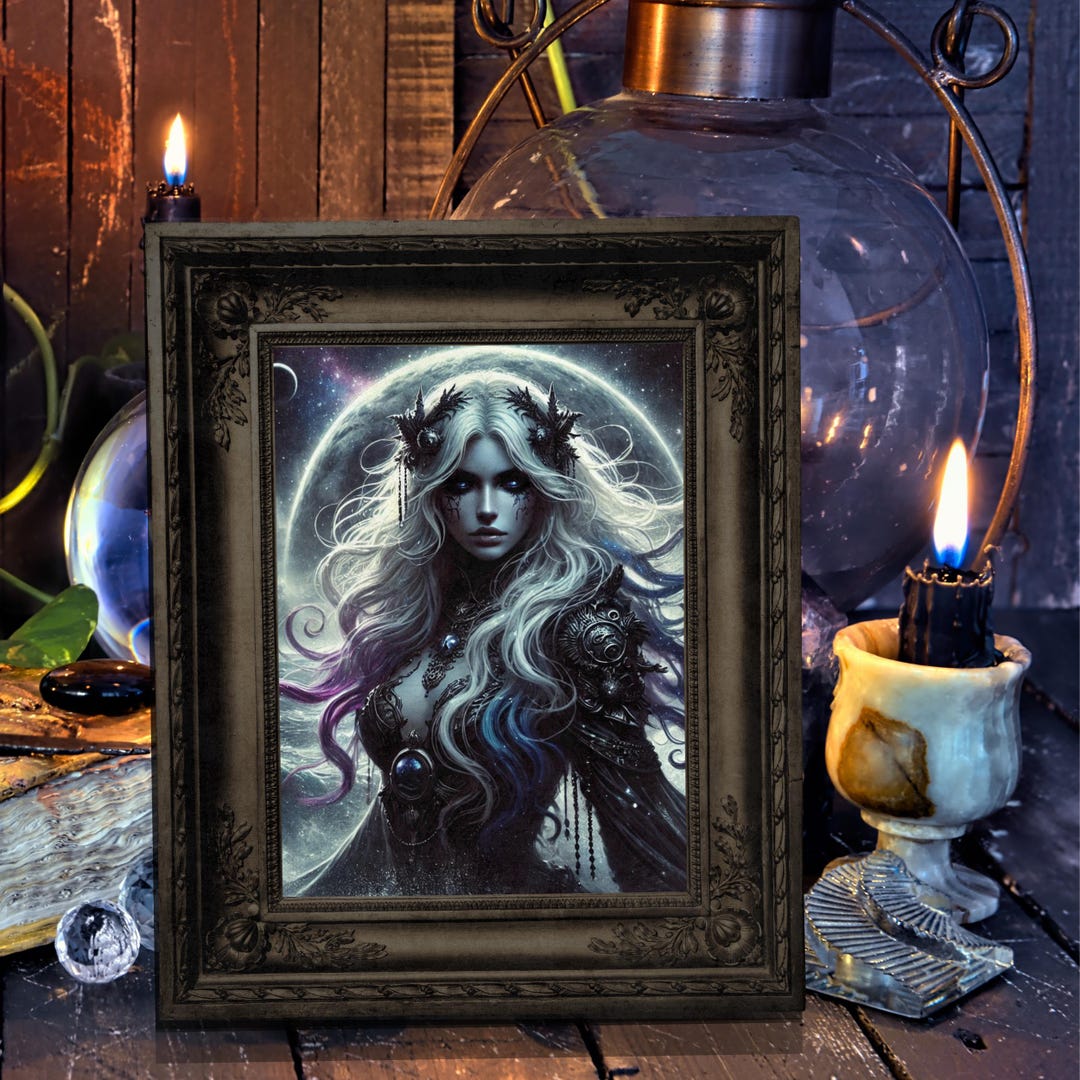 Cancer Zodiac Warrior Goddess Art | Dark Astrology Wall Print | Cosmic ...