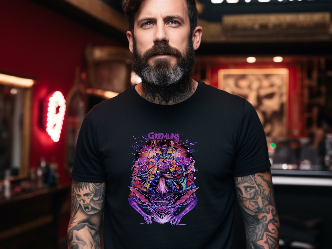 Vibrant Mischief Unleashed: 'gremlins Breakout' Neon T-shirt Riot of ...