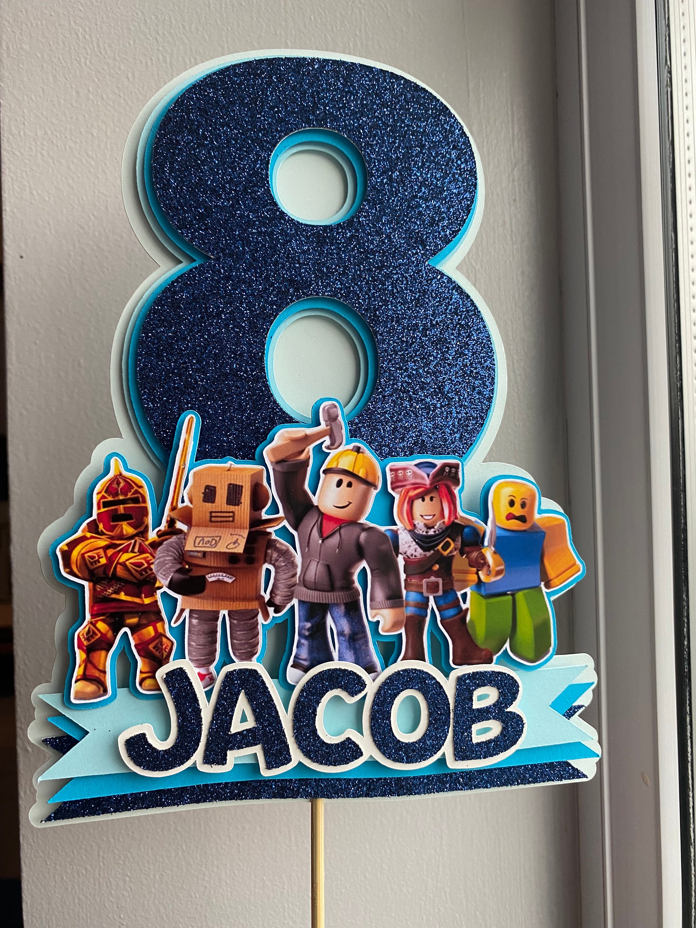 Personalised Children's Birthday Cake Topper Roblox Inspired Design ...