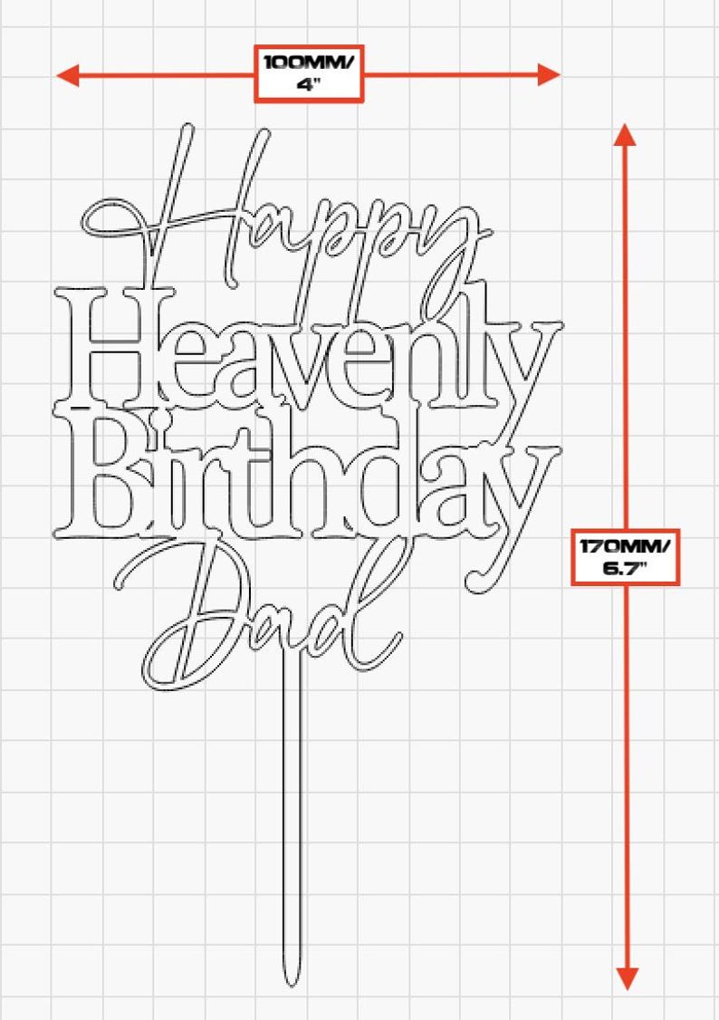 Personalised Acrylic Happy Heavenly Birthday Cake Topper: Custom Size ...