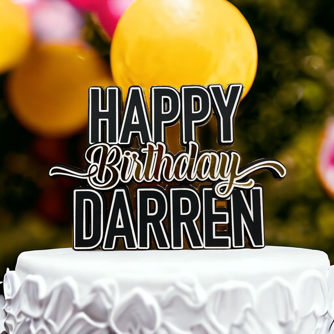 Personalised Happy Birthday Cake Topper Birthday Cake Topper in Black ...