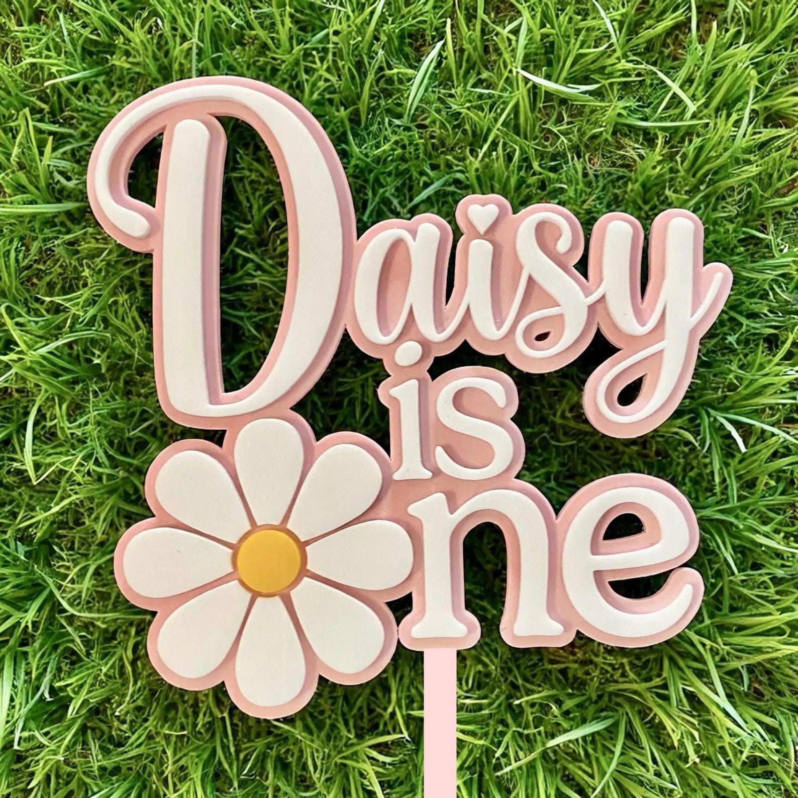 Personalised Acrylic Birthday Cake Topper With Daisy Flower Logo ...