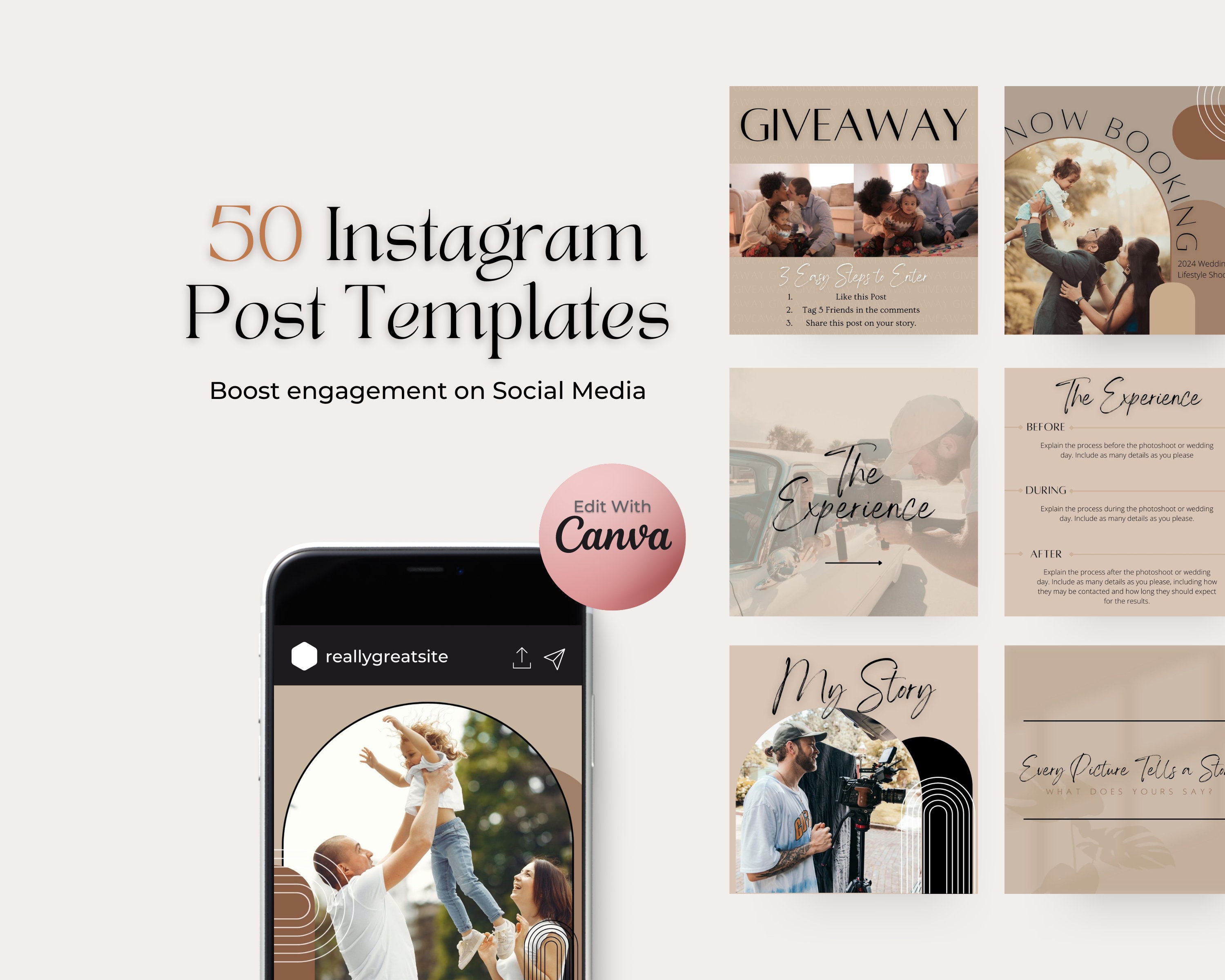 Boho Instagram Post Templates | Photographer Marketing, Social Media ...