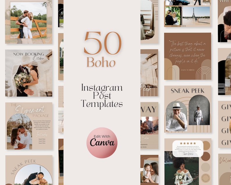 Boho Instagram Post Templates | Photographer Marketing, Social Media ...