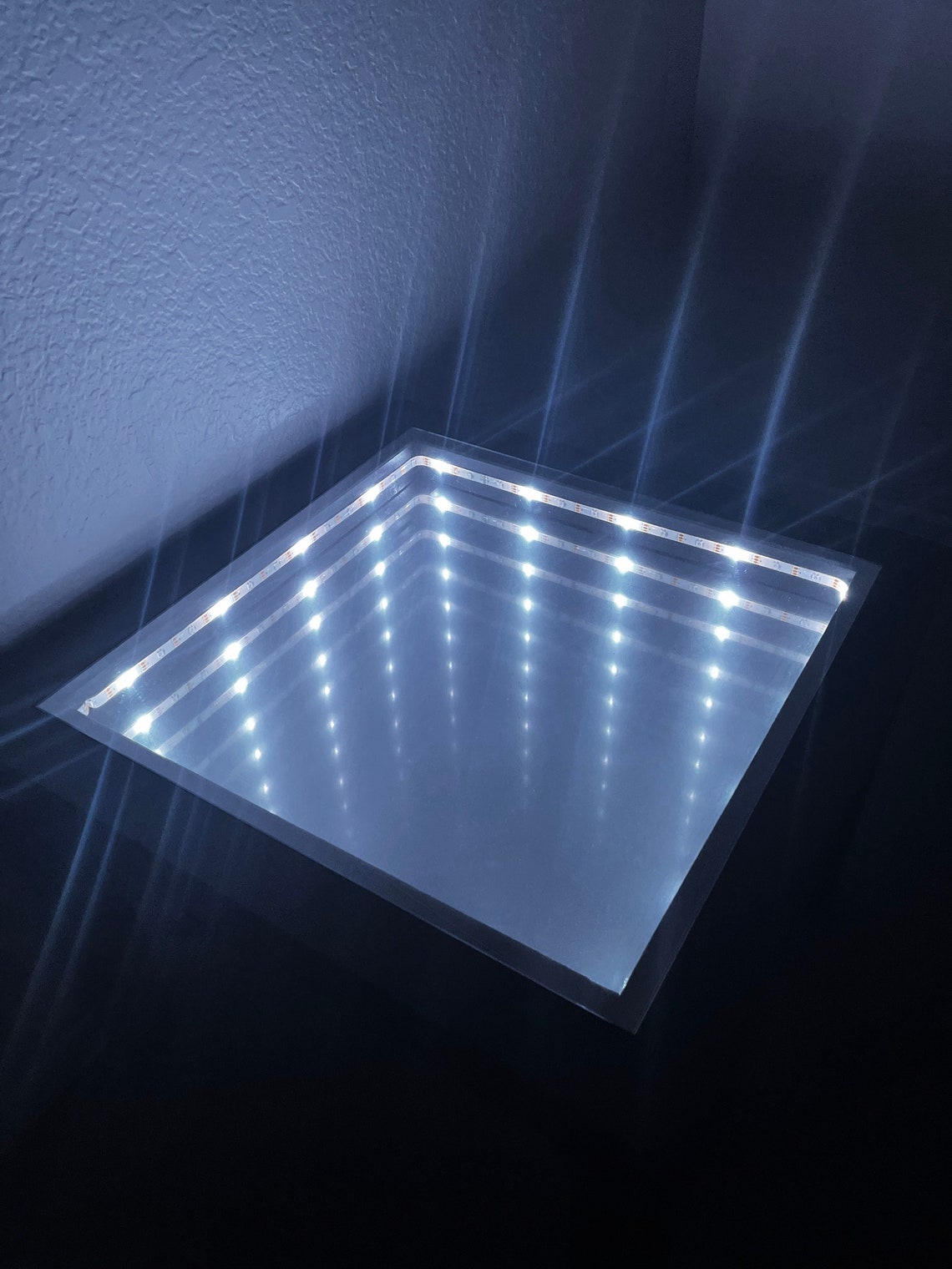 Black Coffee Table With LED Infinity Mirror Lights Effect - Etsy