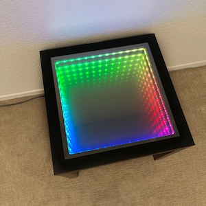 Black Coffee Table With LED Infinity Mirror Lights Effect - Etsy